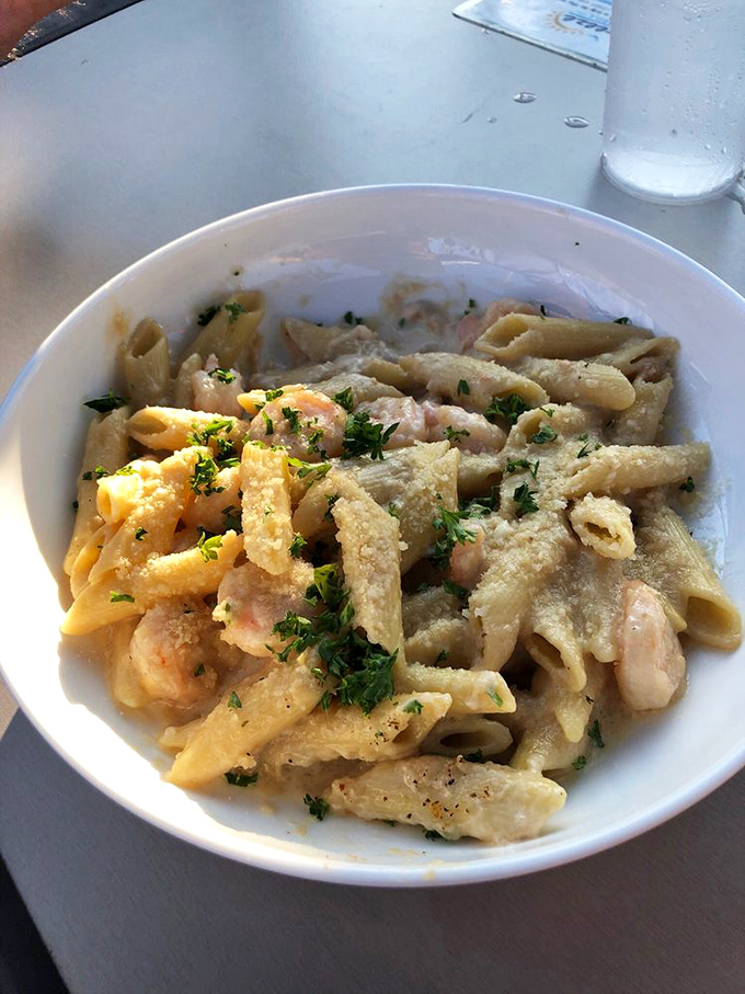 Pasta meets the sea in this creamy shrimp dish &ndash; comfort food that somehow feels right at home in the Florida heat.