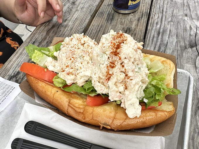 The shrimp roll that launched a thousand return trips. Creamy, seafood-packed perfection on a perfectly toasted roll – simplicity at its finest.