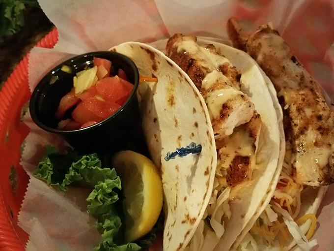 Fish tacos: where the ocean meets Mexico in a handheld vacation. That fresh pico de gallo adds the perfect zip to each bite.
