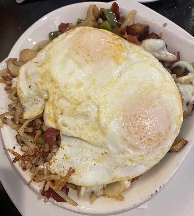 Behold the skillet&mdash;where potatoes, eggs, and various breakfast treasures unite in a cast-iron paradise of morning perfection.