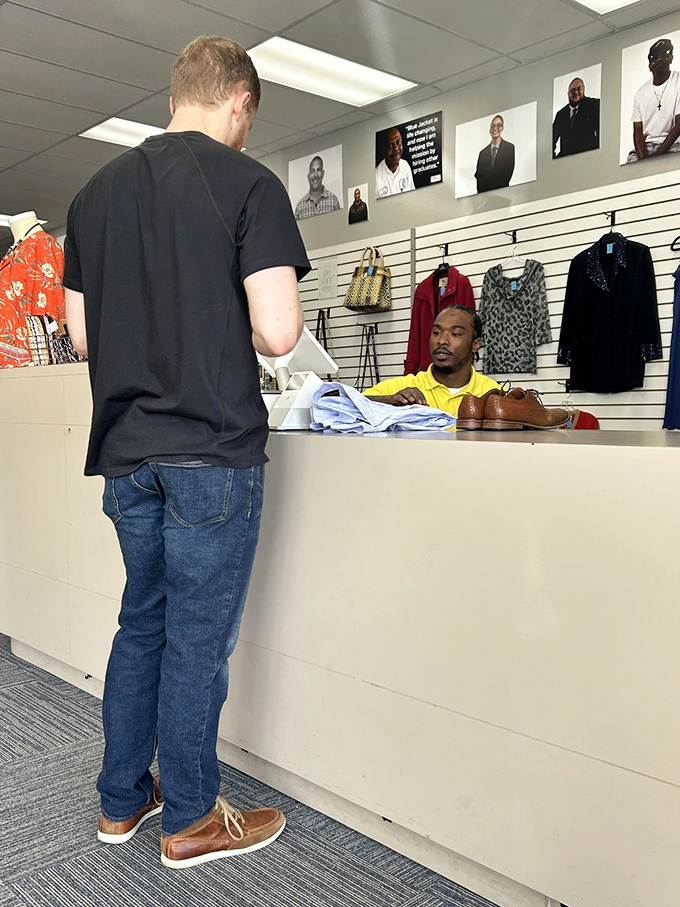 The checkout experience at Blue Jacket goes beyond transaction&mdash;it's where bargains become official and thrifting victories are celebrated.