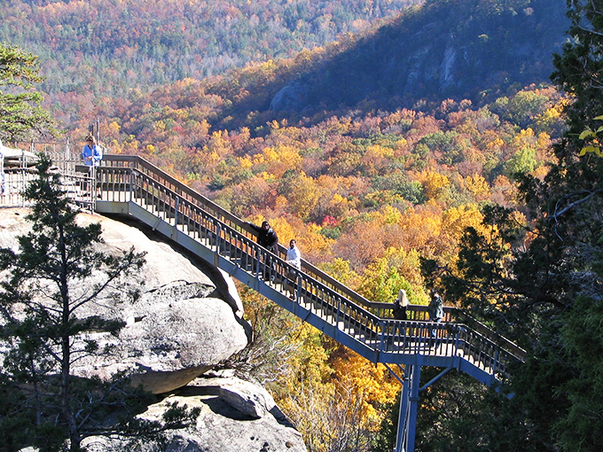 Fall colors transform the gorge into nature's kaleidoscope, proving that North Carolina autumn makes New England leaf-peepers green with envy.