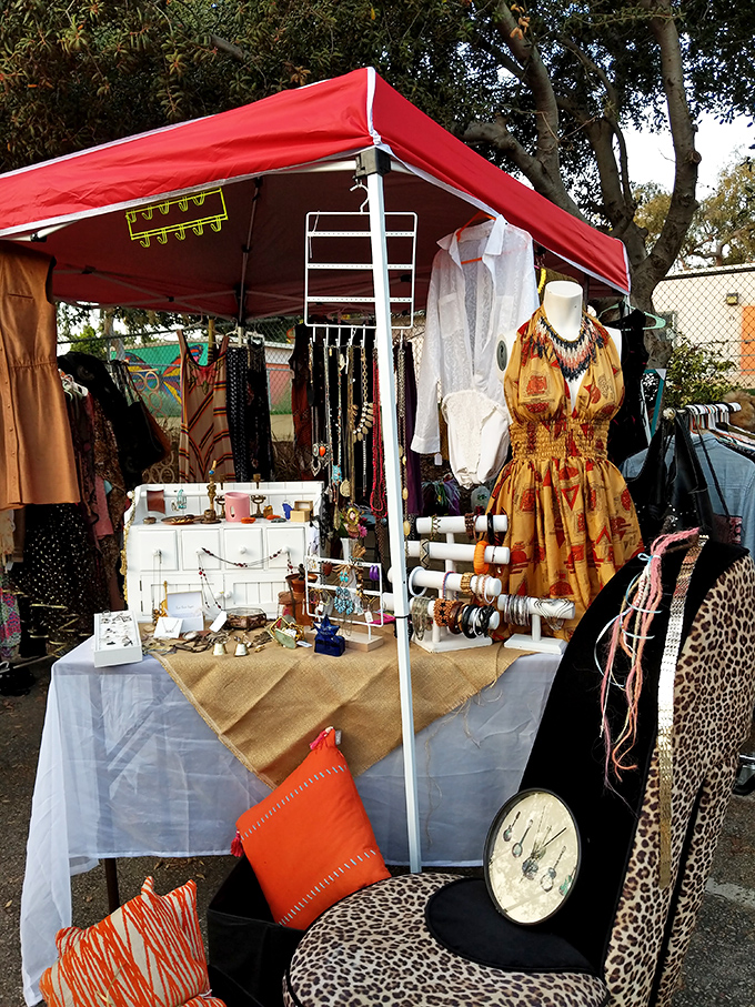 Step into style at this charming market booth, featuring unique jewelry, vintage-inspired fashion, and bold accessories with flair!