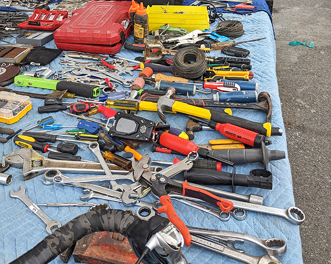 The tool table: where DIY dreams are born and "I can fix that myself" statements get their necessary equipment.