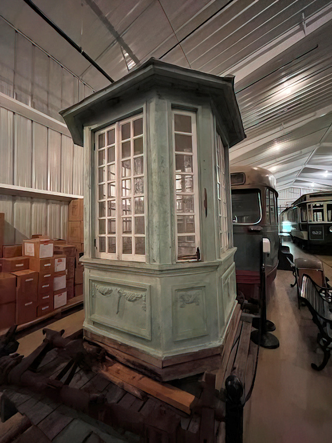This mint-green ticket booth once witnessed thousands of daily commuters. Now preserved indoors, it's a charming sentinel of transit history that's seen more rush hours than most of us ever will.