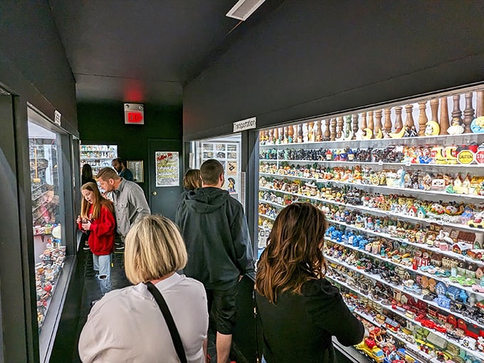 Visitors crowd the narrow aisles, discovering childhood memories on every shelf. "My grandmother had those exact ones!" is the day's most common phrase.