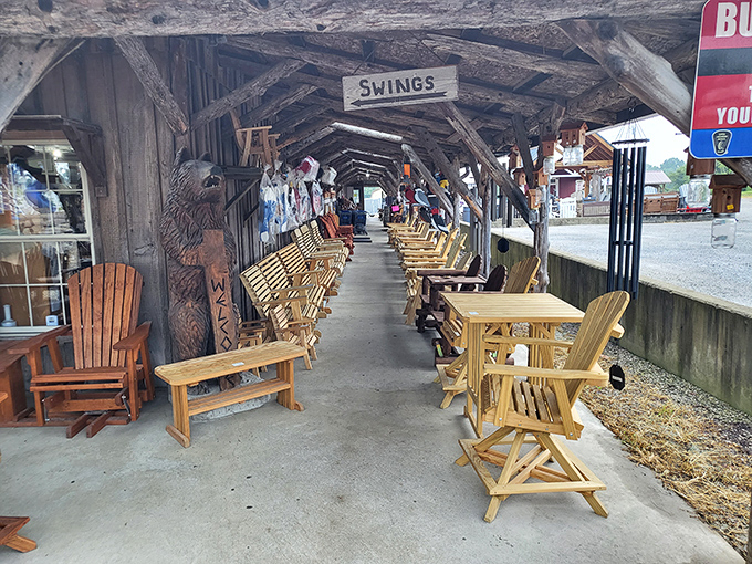 The wooden chair corridor of dreams. Like a museum of comfort where every exhibit invites you to sit down and stay awhile.