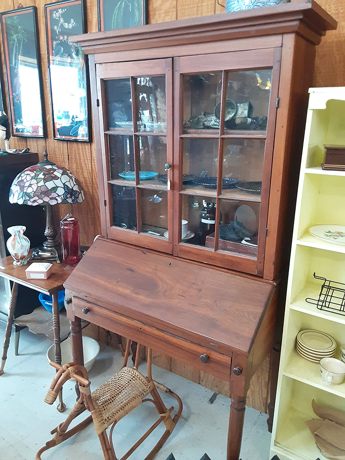 This secretary desk has probably seen more secrets than a therapist. Just imagine the letters written here when "mail" required actual stamps.