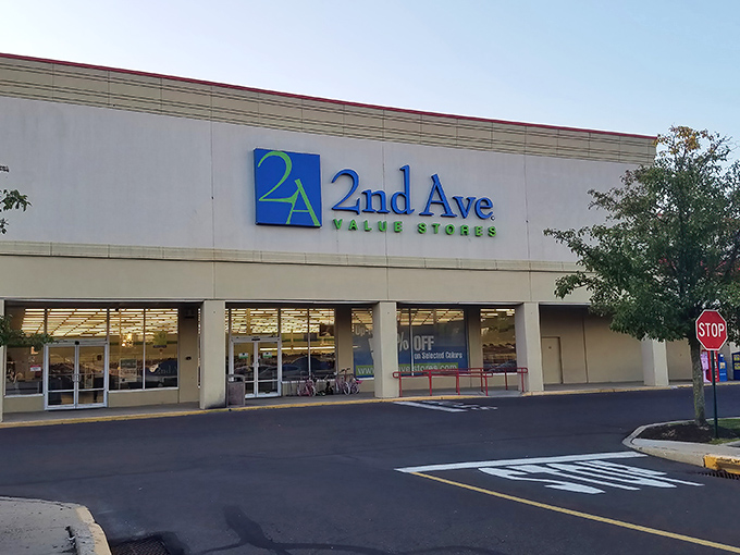 2nd Ave's clean, modern storefront breaks the thrift store stereotype. That bright blue sign promises a department-store experience with thrift store prices.