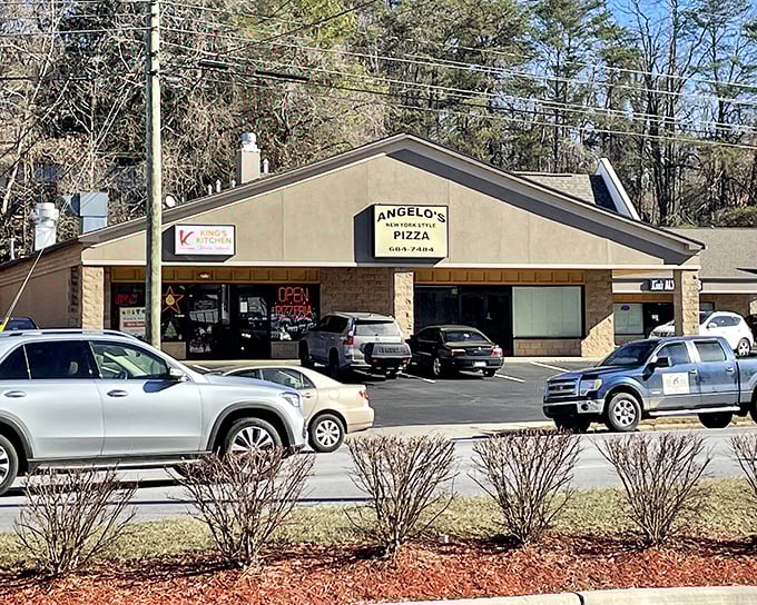 Angelo's Pizza in Arden is a no-frills, New York&ndash;style pizzeria tucked into a small strip plaza, offering convenient parking and a bright, welcoming storefront.