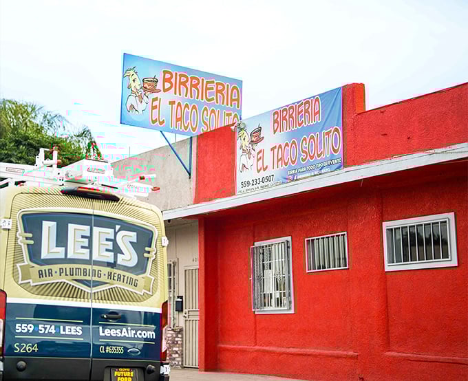 Birrieria El Taco Solito's vibrant food truck brings a splash of color and serious birria credentials to Fresno. That cartoon shrimp knows you're in for a treat!