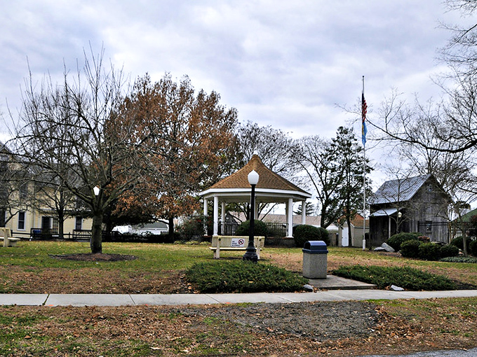Bridgeville's gazebo stands as the heart of community gatherings. In this affordable town, retirement means more socializing and less worrying about bills.