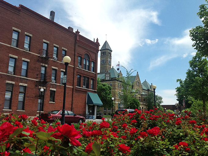 Charleston's classic courthouse steps lead the way to small-town governance. Red brick never looked so dignified or approachable!