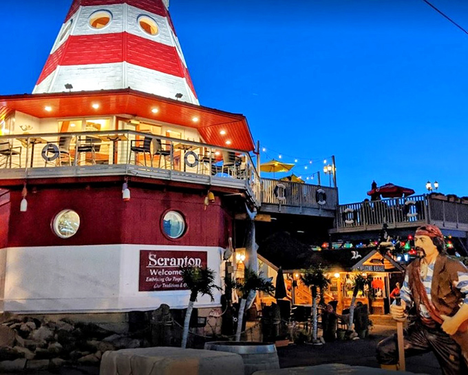 Cooper's lighthouse-meets-pirate-ship exterior is just the beginning of a whimsical seafood journey in downtown Scranton.