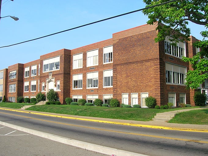 "This sturdy brick building in Coshocton has that no-nonsense Midwestern character. Built to last, just like the community!"