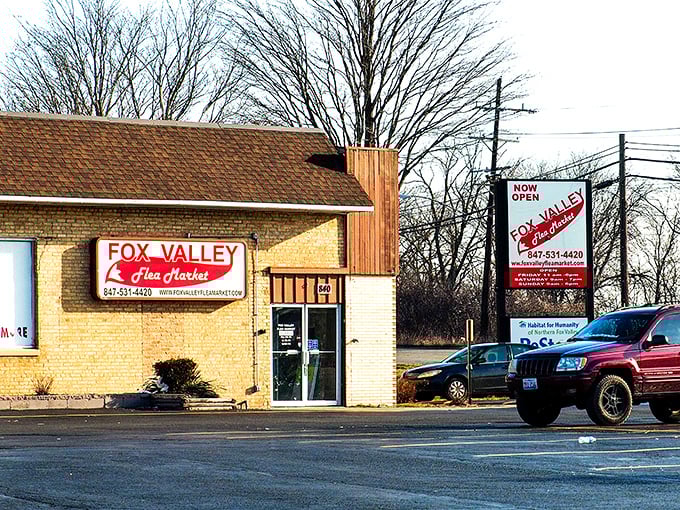 Fox Valley Flea Market's unassuming exterior hides a universe of treasures—like finding a secret passage in your own hometown.