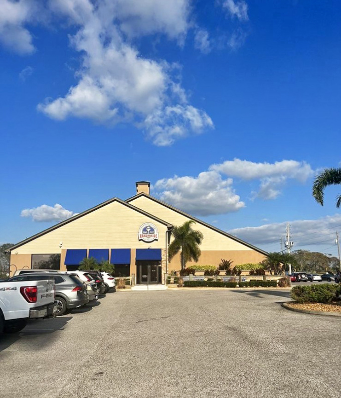 Harborside's clean lines and neutral tones hide a seafood treasure on Lake Shipp's peaceful shores.