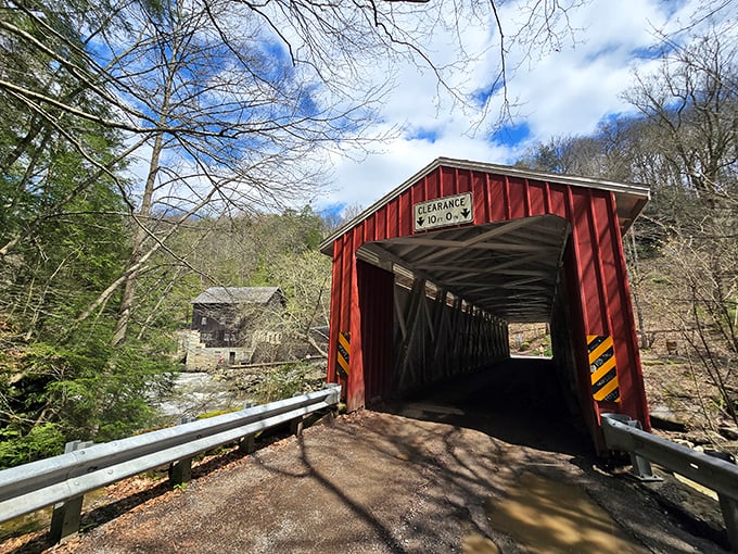 McConnell's Mill Bridge guards its historic mill like a loyal sentinel&mdash;the architectural equivalent of "we go way back."