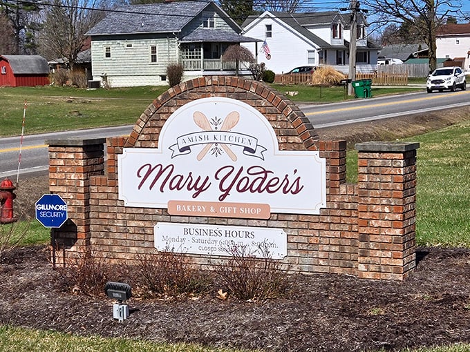 Mary Yoder's welcoming sign promises authentic Amish cooking that'll make you wonder why you ever bothered with fancy big-city restaurants.