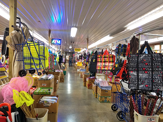 Retail therapy with fluorescent lighting! Morning Sun Marketplace's organized aisles make bargain hunting a year-round indoor sport.