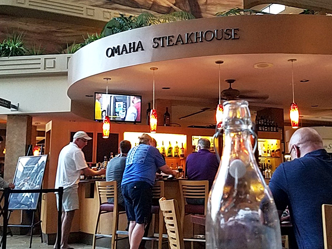 Where the serious steak business happens &ndash; Omaha's bar area welcomes solo diners and friends alike to the temple of perfectly aged beef.