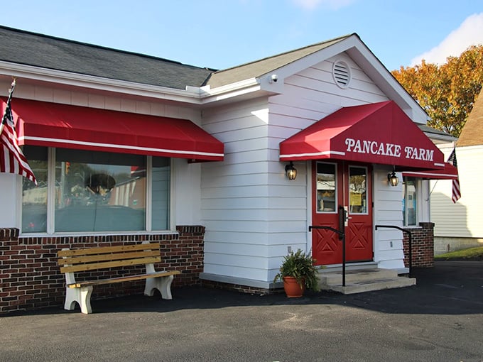 The Pancake Farm's cheery red awnings and white siding look like something from a storybook. Once upon a time, there were perfect pancakes&hellip;