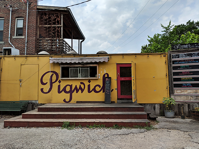 Pigwich's sunny yellow exterior is like a bold mission statement: "Life's too short for boring sandwiches!"