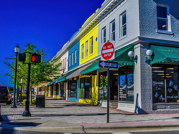 Rocky Mount's colorful downtown storefronts brighten retirement prospects with their cheerful facades and budget-friendly surroundings.