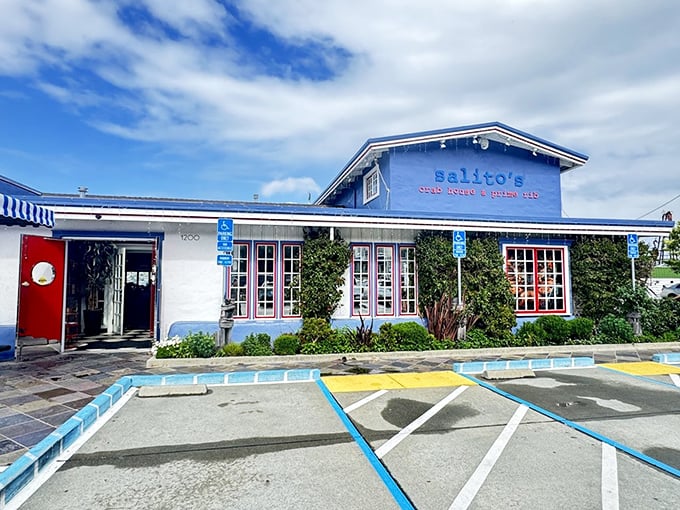 Salito's cheerful blue exterior welcomes hungry travelers to Sausalito. Where crab dreams and waterfront views create the perfect California dining equation.