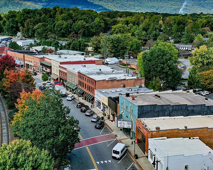 Saluda's historic main street corner - where the traffic light probably remembers when Medicare was brand new.