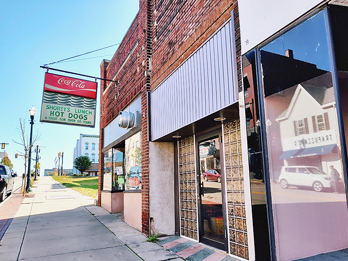 Shorty's Lunch may be hiding behind that Coca-Cola sign, but the "HOT DOGS" promise shines through like a beacon in the Pennsylvania fog.