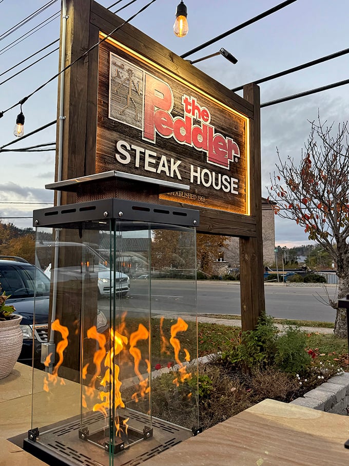 The Peddler's outdoor fire feature is like a beacon for meat lovers&mdash;a modern-day signal fire that says "gather here for primal satisfaction."