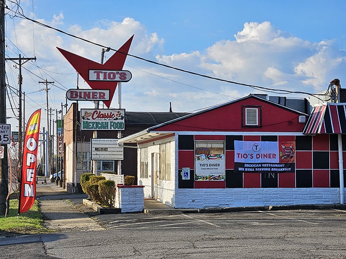 Tio's star-shaped sign stands like Vegas in Columbus, a retro landmark guiding hungry travelers home.