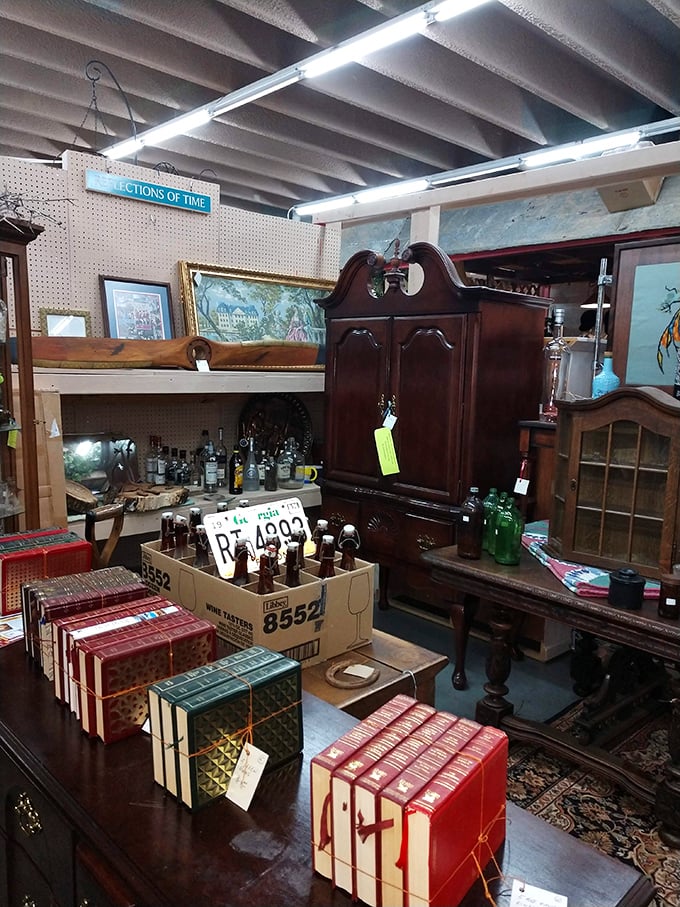 Tryon Antique Mall: The blue warehouse exterior promises serious antiquing adventures in this charming mountain town's premier treasure hunting destination.
