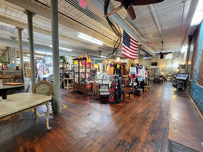 Vintage Revival's stunning wooden interior feels like stepping into a mountain retreat. Those timber beams have seen some stories!
