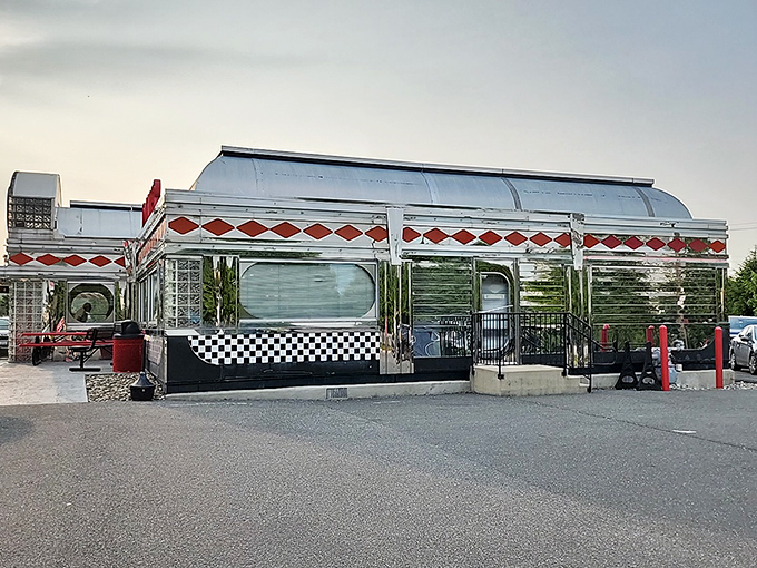 Wimpy & Dee's stainless steel exterior gleams like grandpa's prized Cadillac. Inside, breakfast dreams come true!