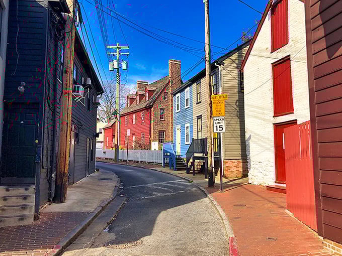 Colorful historic buildings create the kind of neighborhood where everyone knows your coffee order before you say it.