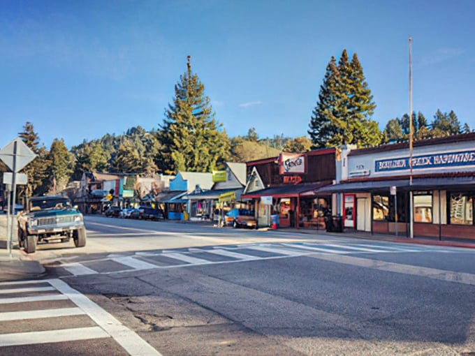 Downtown Boulder Creek feels like stepping into a simpler era, where the tallest things around are trees, not office buildings.