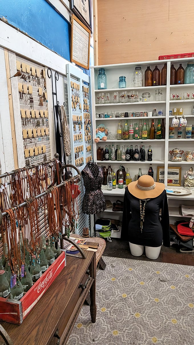 Vintage signs and weathered wood create the perfect backdrop for treasures waiting to be discovered.