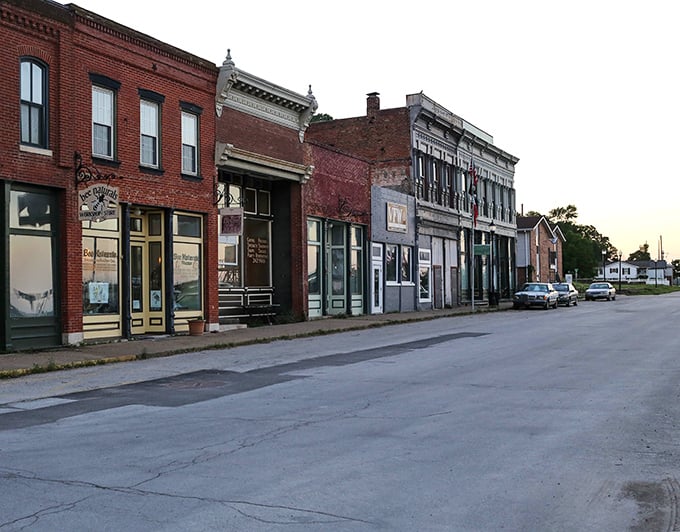 Brick storefronts create an intimate shopping district where every doorway promises a new adventure waiting inside.