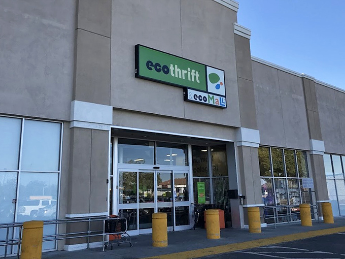 Another view of Eco Thrift reveals its warehouse-like scale. Prepare to lose track of time once you step through those doors!