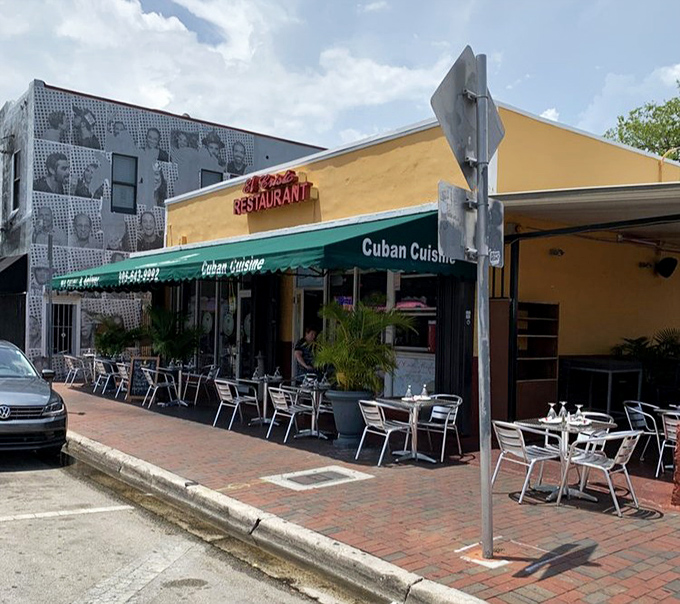 Morning light bathes this neighborhood favorite where Miami locals gather for Cuban classics without the tourist markup.