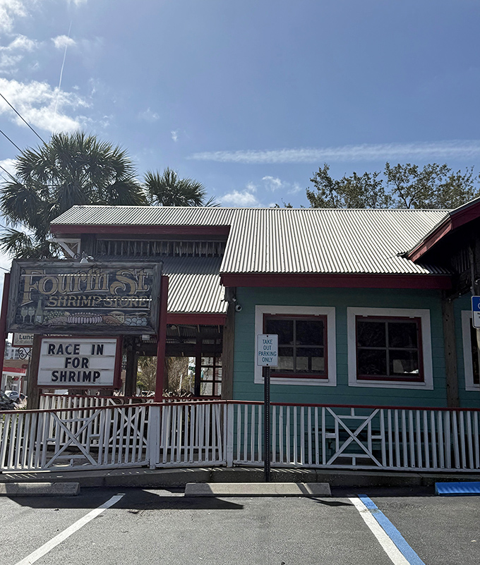 "Race in for shrimp" says the sign, but the locals know to stay for the grouper. This weathered storefront has fed generations of Floridians.