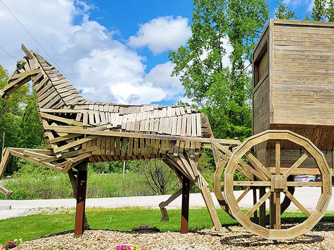 An Amish buggy built for NBA players! The wheels alone could double as dining room tables. 