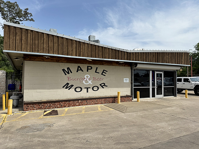 Maple & Motor: No frills, no gimmicks, just burger perfection. That wooden exterior hides a flat-top grill that's seen more action than a Hollywood stunt double.