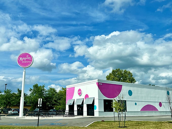 Like a mid-century modern donut dream, Mary Lou's colorful exterior promises treats that are anything but ordinary.
