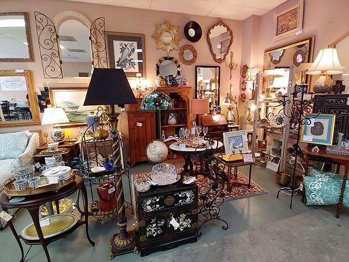 Comfortable browsing areas and diverse displays make family antique hunting adventures enjoyable for everyone.