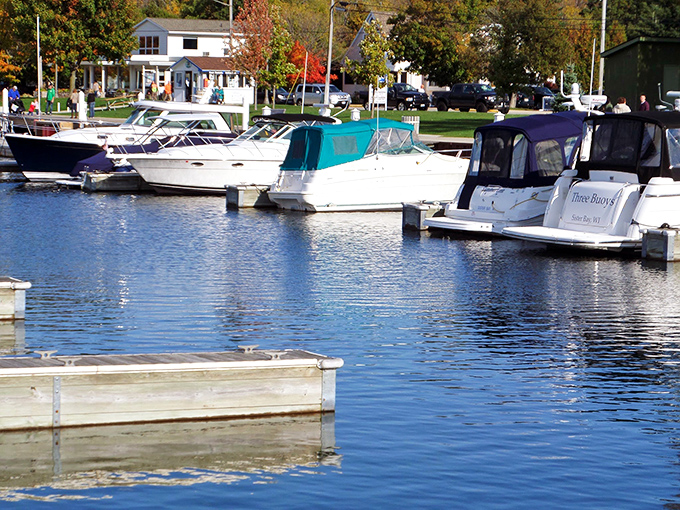 Sister Bay's marina sparkles in the sunshine, a playground for sailors and dreamers alike.