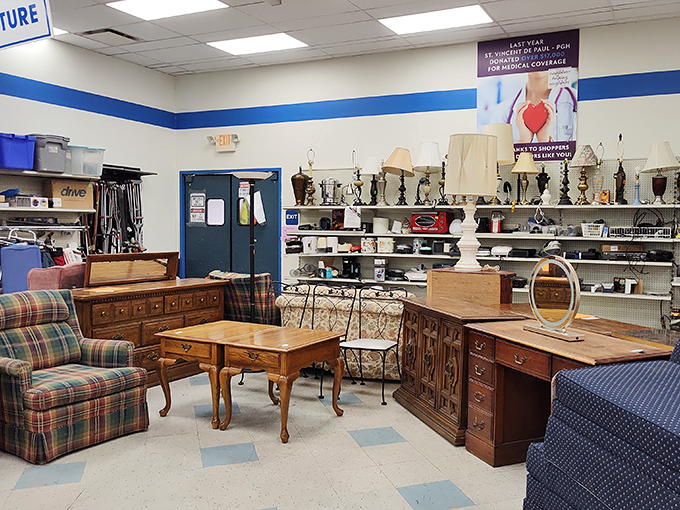 This furniture section looks like a comfortable living room where you could happily take a nap between bargain hunts.