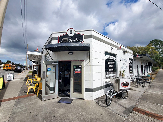 This isn't just a soda fountain &ndash; it's a time portal disguised as a neighborhood corner store, complete with bicycle delivery.
